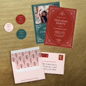 Modern Deco Elegant Red Holiday Party Invitation Zazzle