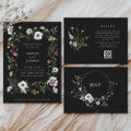 Black Botanical Wildflowers | Elegant Wedding Invitation | Zazzle