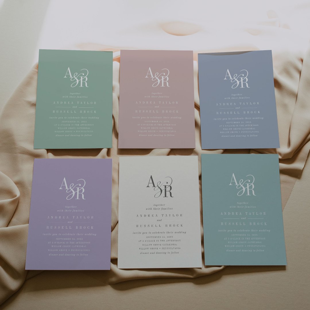 ANDREA Taupe QR Code Classic Elegant Wedding Invitation | Zazzle