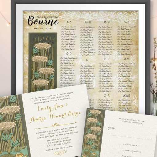 Art Deco Dragonfly Lily Pad Fairytale Wedding Invitation | Zazzle