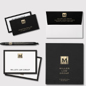 Black Leather Luxury Gold Initials Logo 3 Ring Binder | Zazzle
