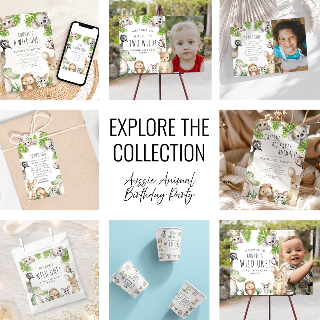 Young Wild & Three Aussie Animal Birthday Party Invitation | Zazzle