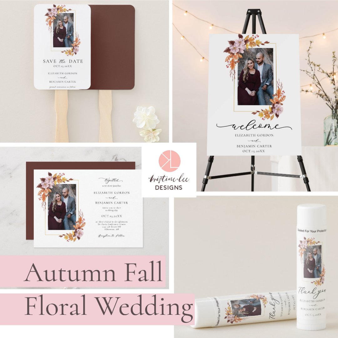 Fall Autumn Wedding Floral Seating Chart Script Table Number | Zazzle