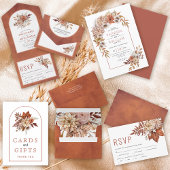 Autumn flowers and arch terracotta fall wedding all in one invitation ...