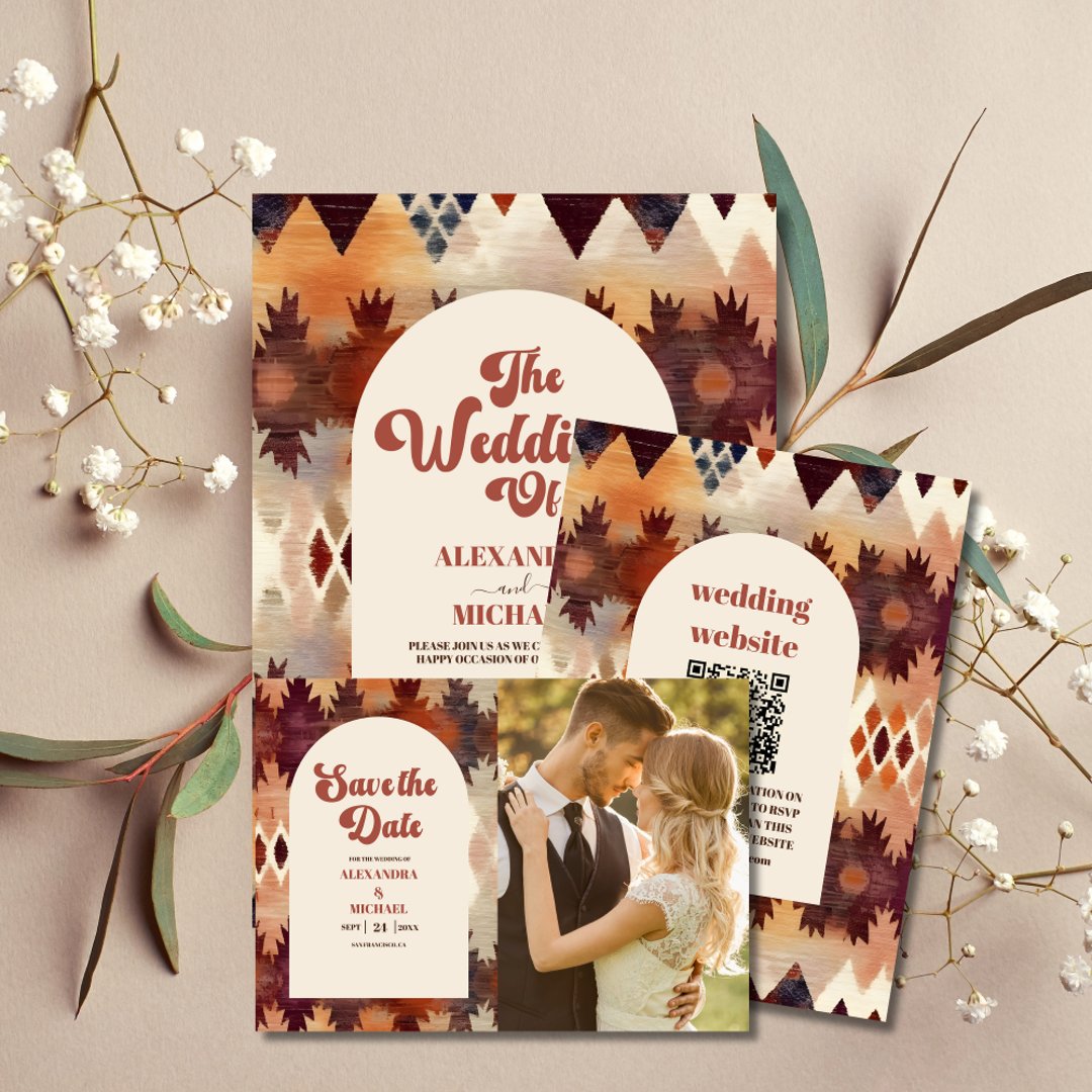 Aztec Tribal Brown Ethnic Western Wedding Invitation | Zazzle