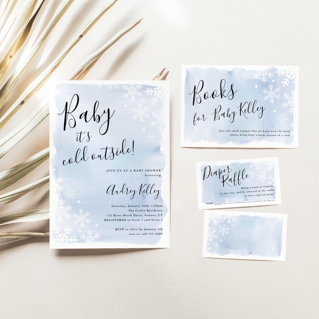 Baby It's Cold Outside Blue Baby Shower Favor Classic Round Sticker ...