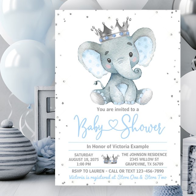 Handmade Elephant Baby Shower Invitations