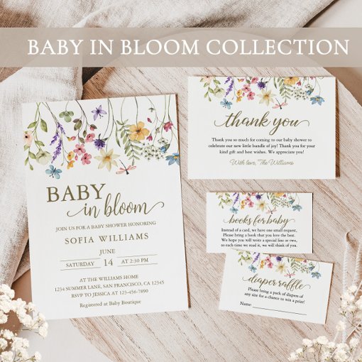 Wildflower Baby In Bloom Baby Shower Diaper Raffle Poster | Zazzle