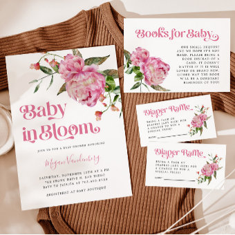 Baby In Bloom Pink Floral Invitation | Zazzle