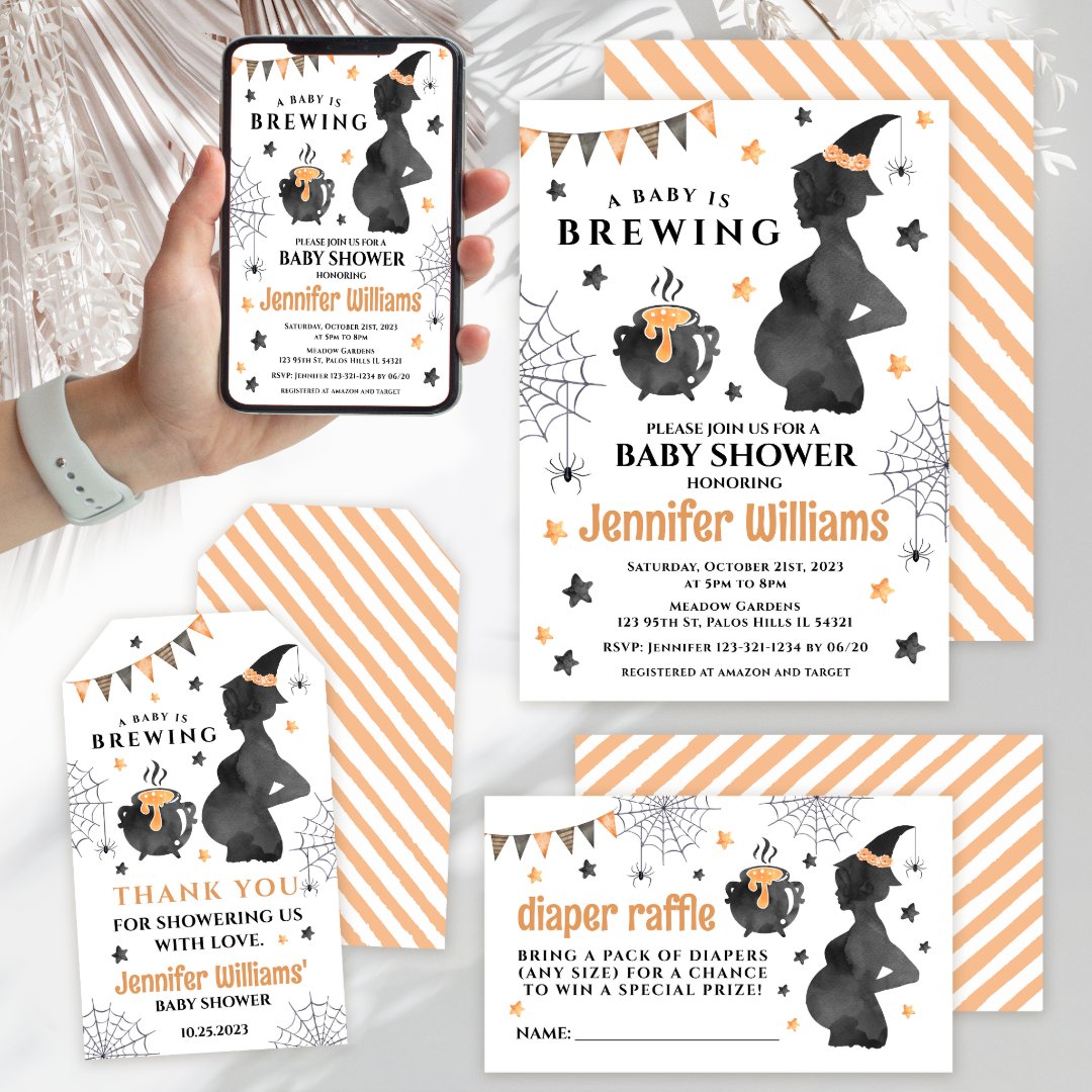 Baby is brewing Halloween baby shower welcome sign | Zazzle
