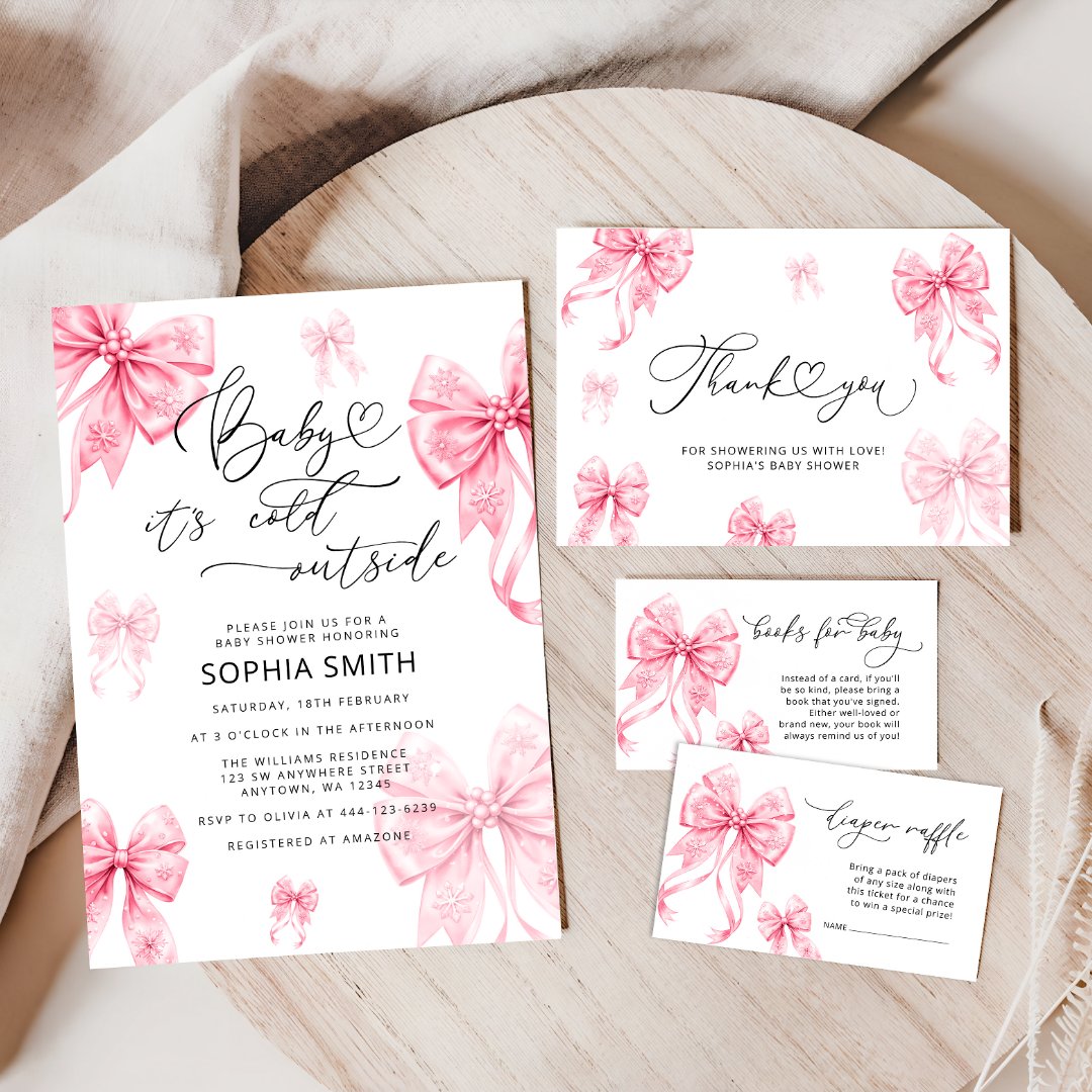 Baby Its Cold Bow Baby Shower Address an Envelope Poster | Zazzle