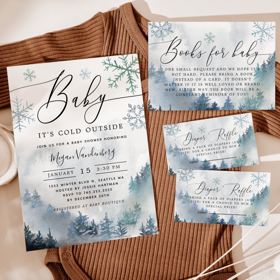 Baby It's Cold Outside Winter Mountain Baby Shower Invitation | Zazzle