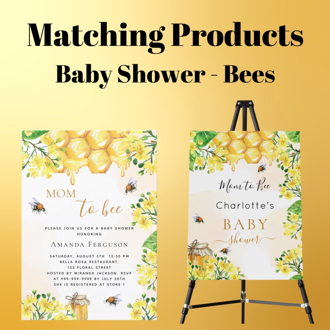 Bee Baby Shower yellow gender reveal party Poster | Zazzle