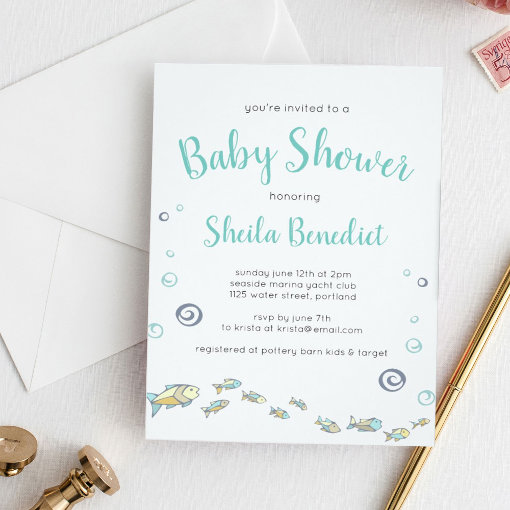 Cute Under The Sea Fish Baby Shower Invitation | Zazzle