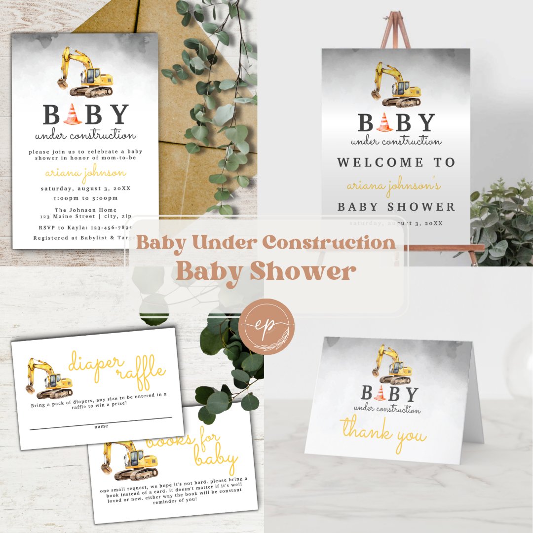 Baby Under Construction Boy Baby Shower Welcome Foam Board | Zazzle