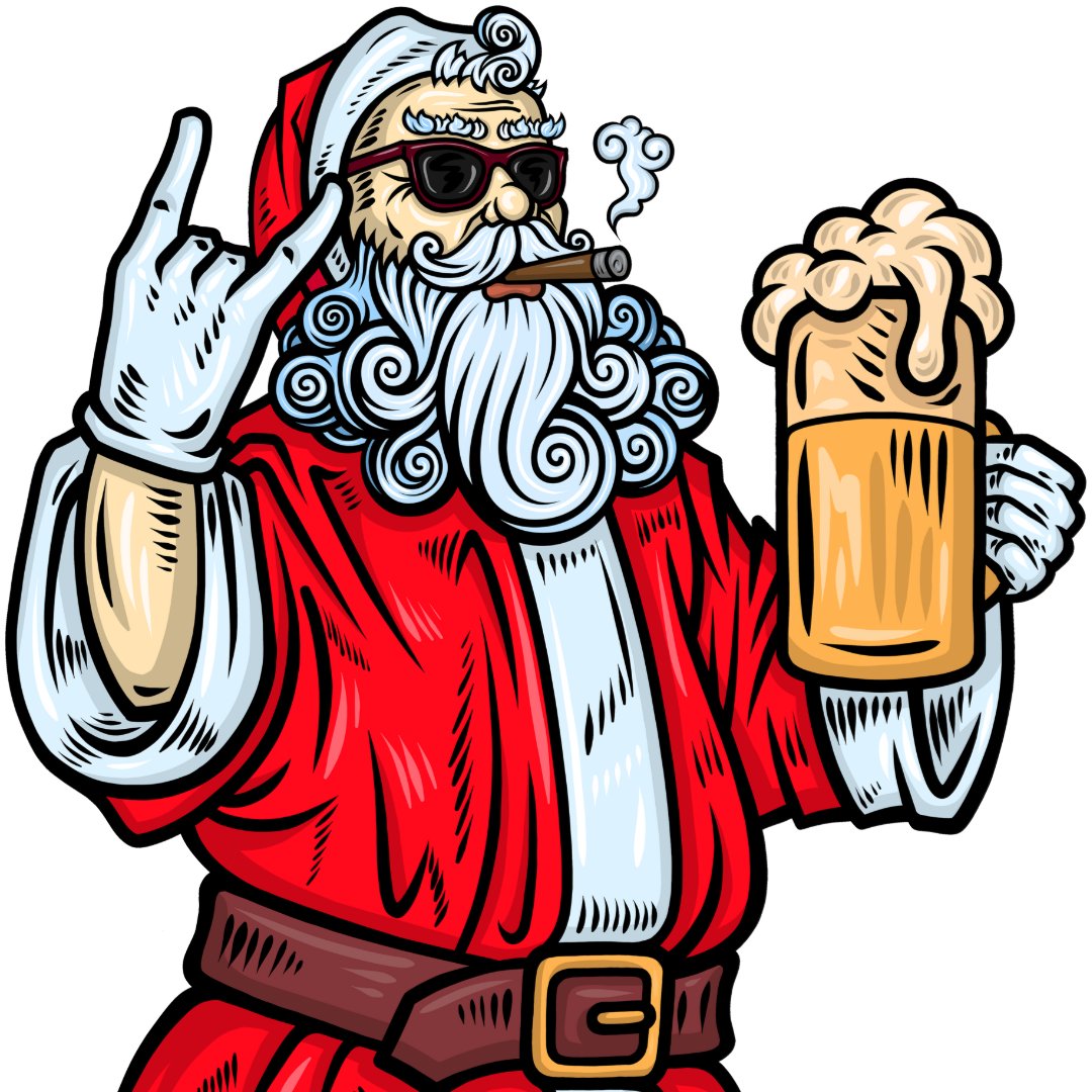 Bad Santa Claus, Rock, Beer and Cigar Poster | Zazzle