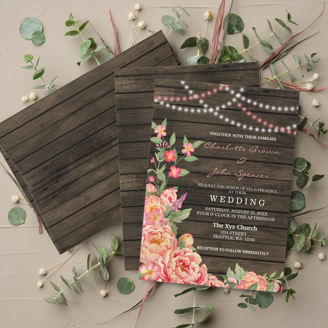 Rustic Country Peony Barn Wood Wedding Binder | Zazzle