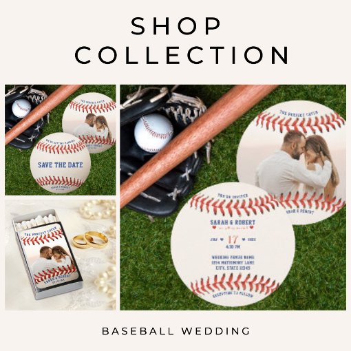 Baseball Sport The Perfect Catch Photo Wedding Invitation | Zazzle