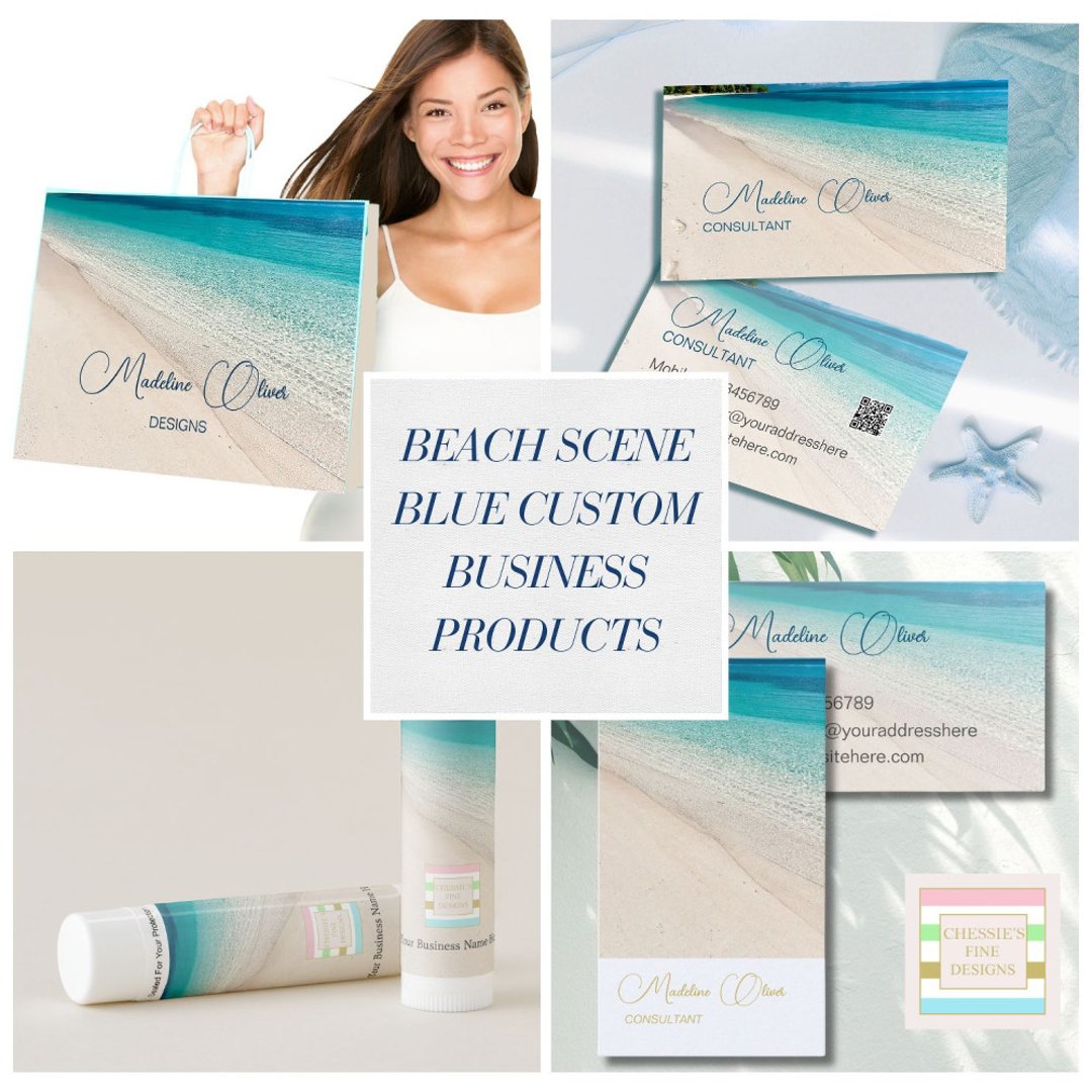 Beach Sea Calm Travel Aqua Blue QR Code Business Card | Zazzle