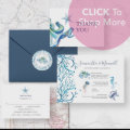 Beach Wedding Invitations Watercolor Ocean | Zazzle