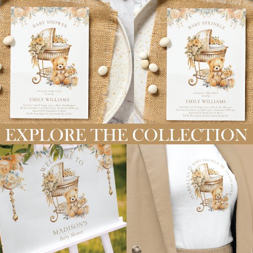 Beige & Gold Baby Shower Custom Bassinet Favor Boxes | Zazzle