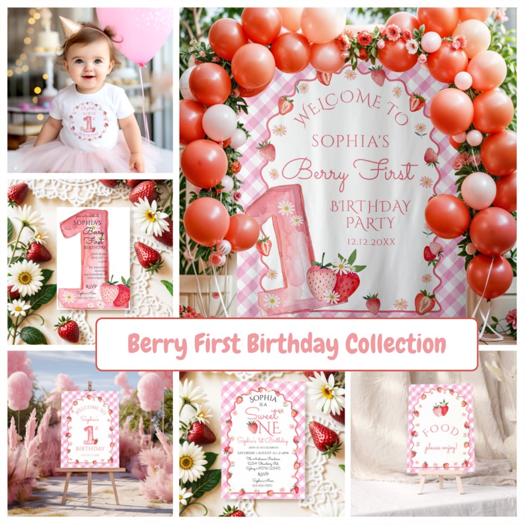 Berry First 1st Birthday Wavy Invitation | Zazzle