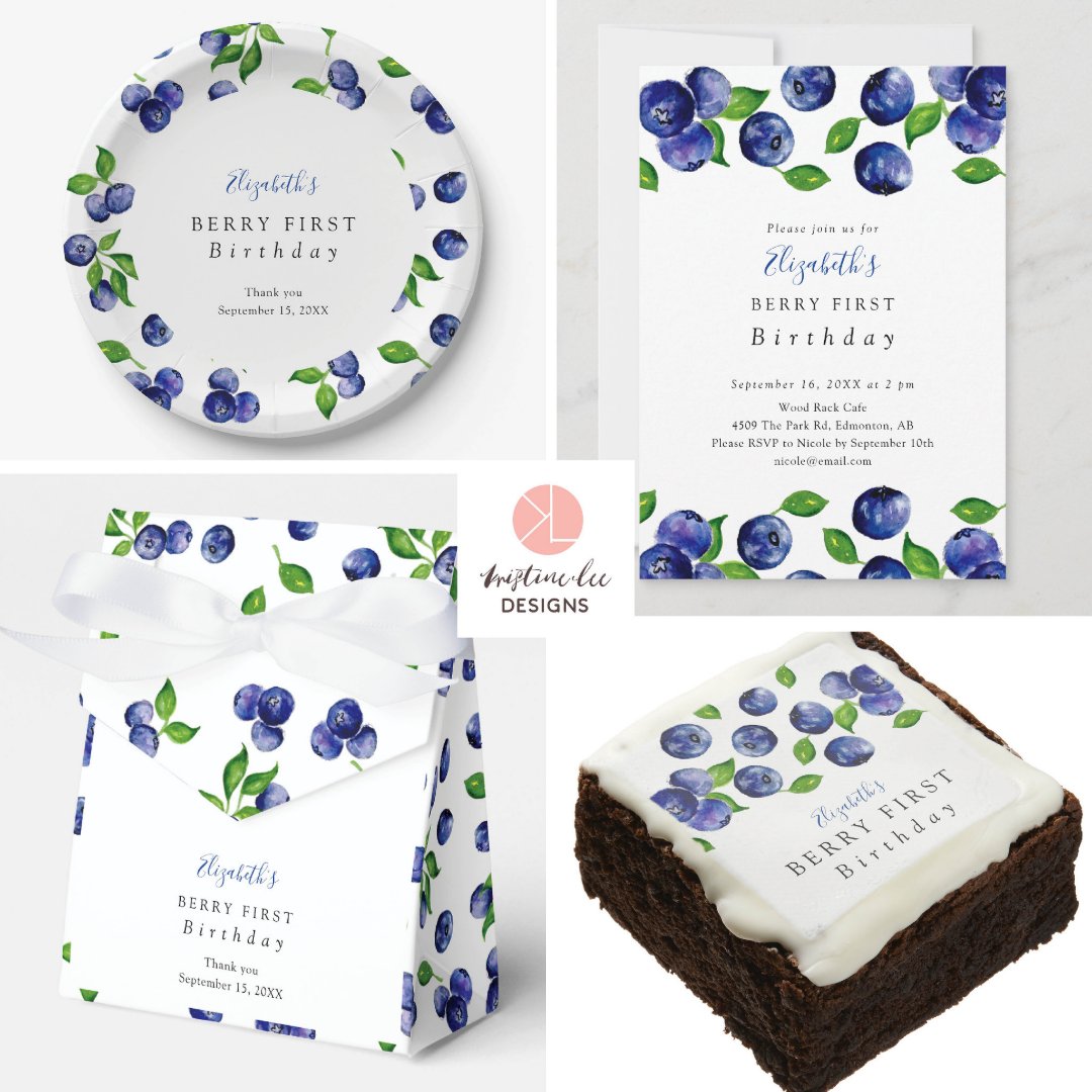 Berry First Birthday Personalized Blueberry Cute Placemat | Zazzle