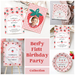 Berry First Birthday 1st Birthday Strawberry Photo Invitation | Zazzle