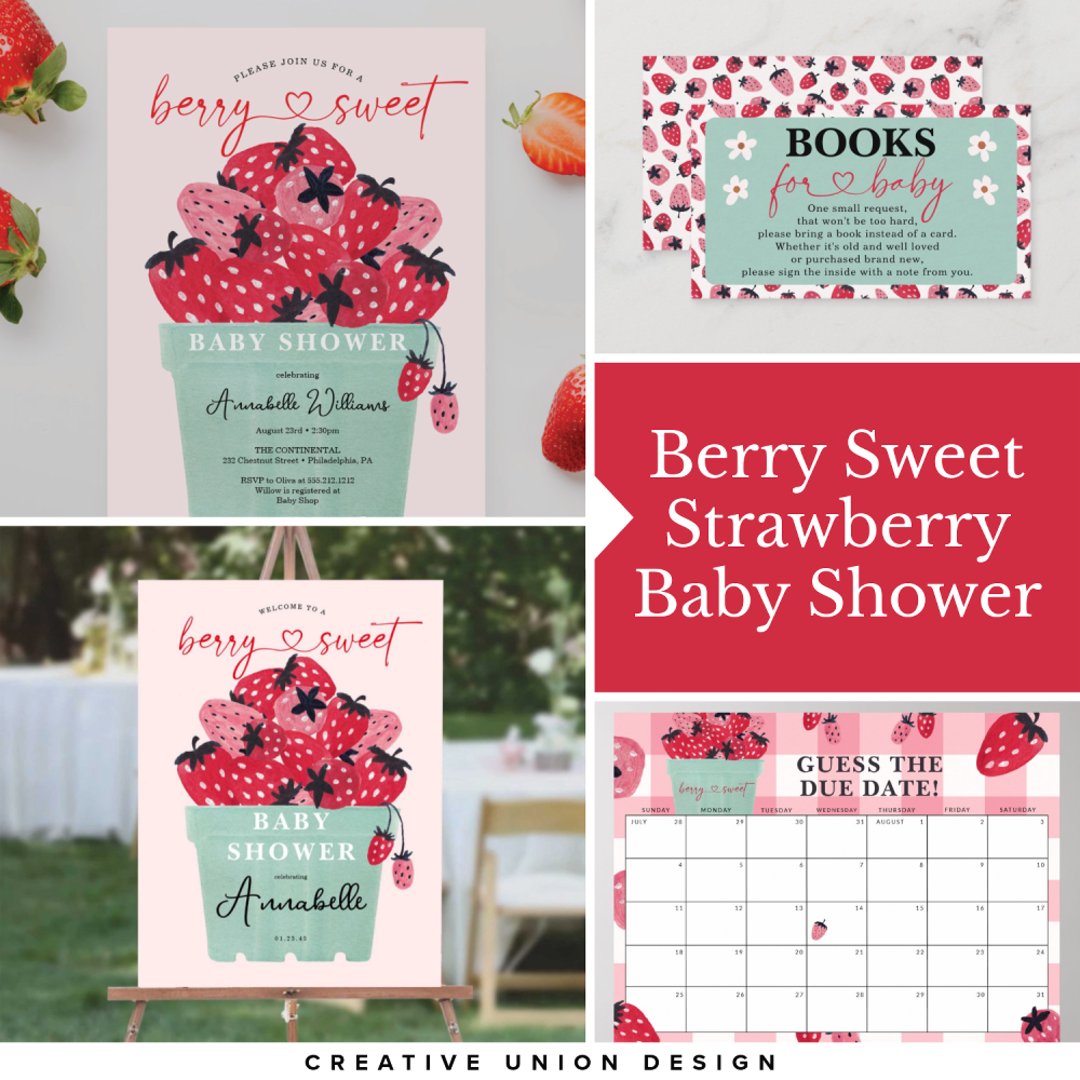 Berry Sweet Baby Shower Invitation Strawberry | Zazzle