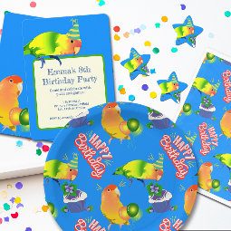 Lovebird Parrot Birthday Party Cute Bright Bird Invitation | Zazzle