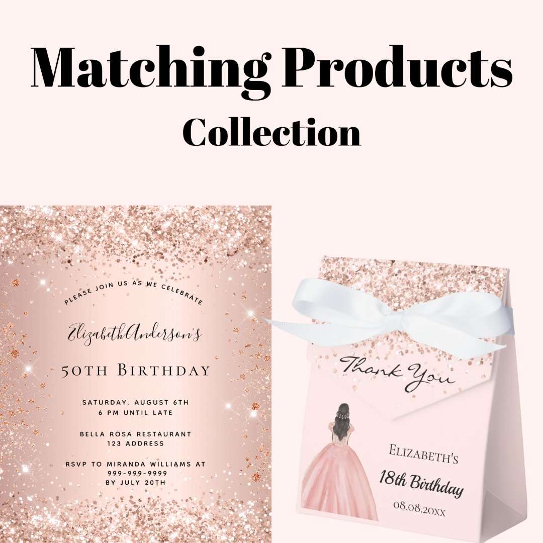 Birthday Program Menu rose gold glitter drips | Zazzle