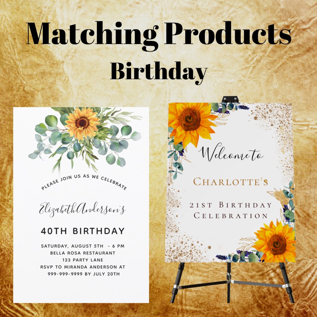Budget birthday sunflower eucalyptus invitation | Zazzle