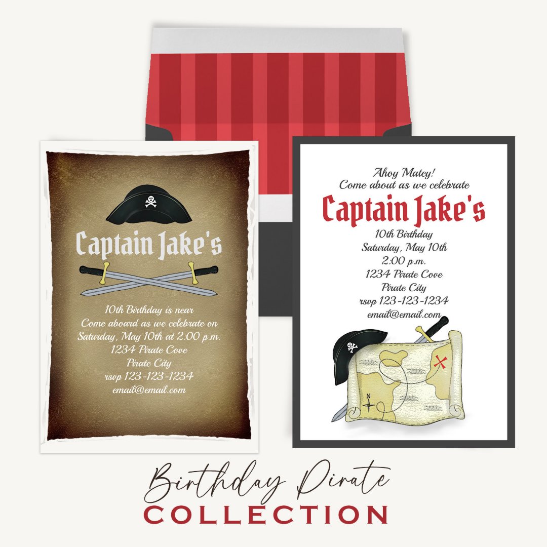 Kids Birthday Pirate Party Map Cute Whimsical Invitation | Zazzle