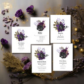Black Purple Gold Floral Gothic Wedding QR Code Invitation | Zazzle