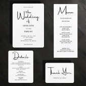 Modern Minimal Bold Calligraphy Wedding Dinner Menu | Zazzle