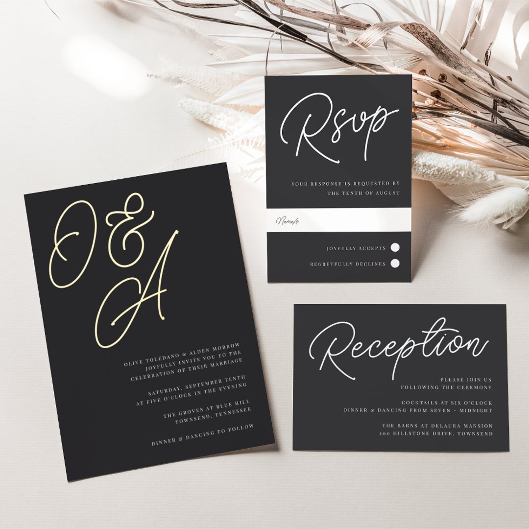 Black & White Script Wedding Return Address Label | Zazzle