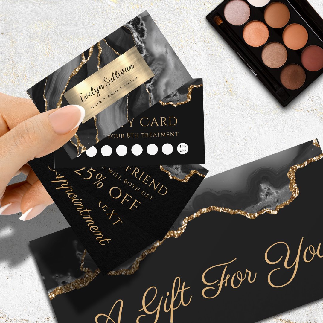 Black Gold Agate Business Card | Zazzle