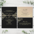 Elegant Black Gold Rope Heart Invitation | Zazzle