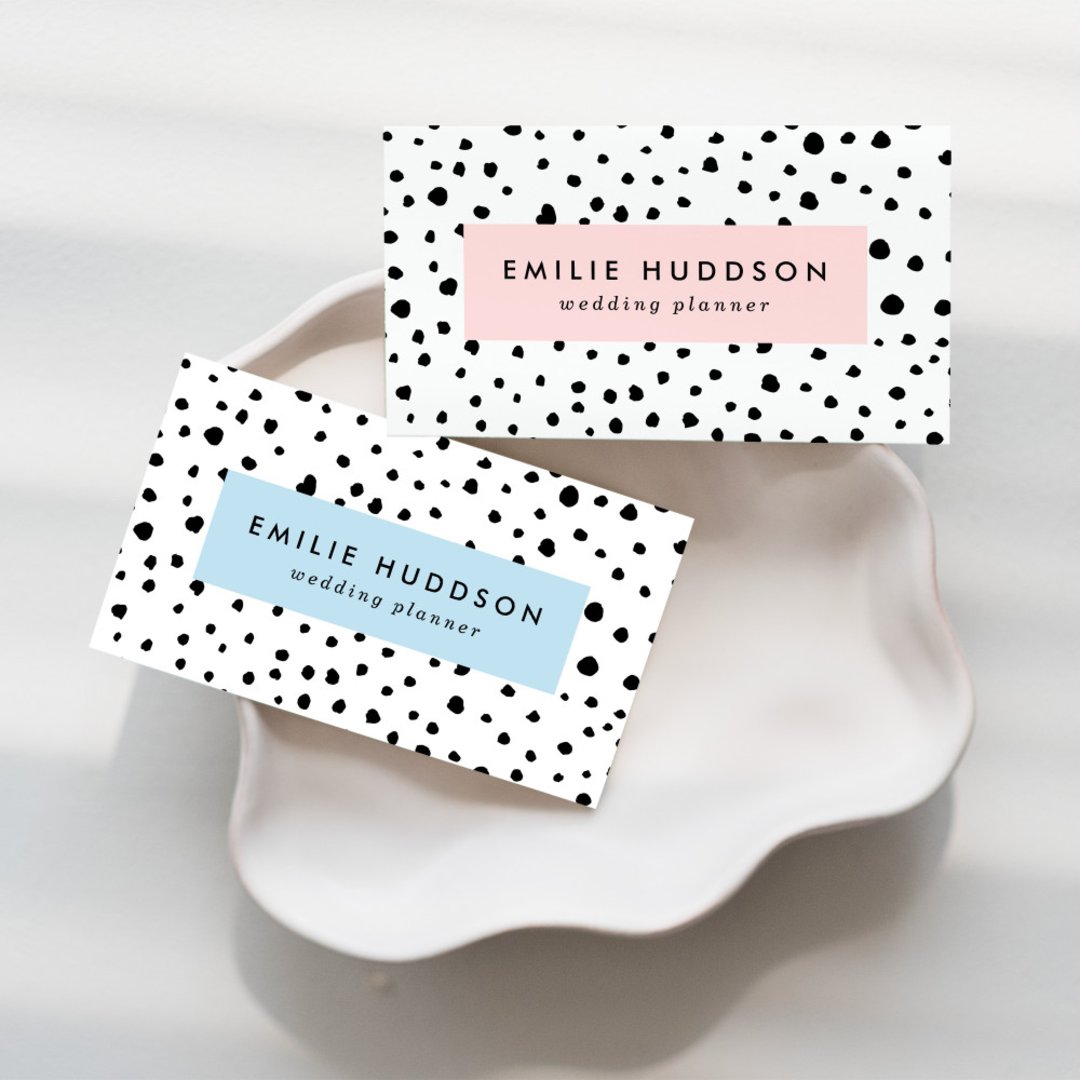 Dalmatian Spots, Dalmatian Dots, Black and White Square Business Card ...