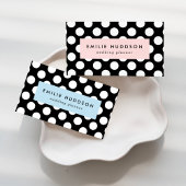 Black and White Polka Dots, Polka Dot Pattern Square Business Card | Zazzle