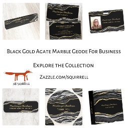 Black Marble Agate Gold Glitter QR Code Business Card | Zazzle