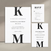 Black and White Modern Bold Monogram Wedding Save The Date | Zazzle