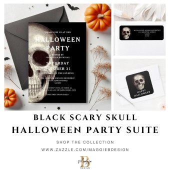 Elegant Skull Halloween Costume Party Gold Foil Invitation | Zazzle