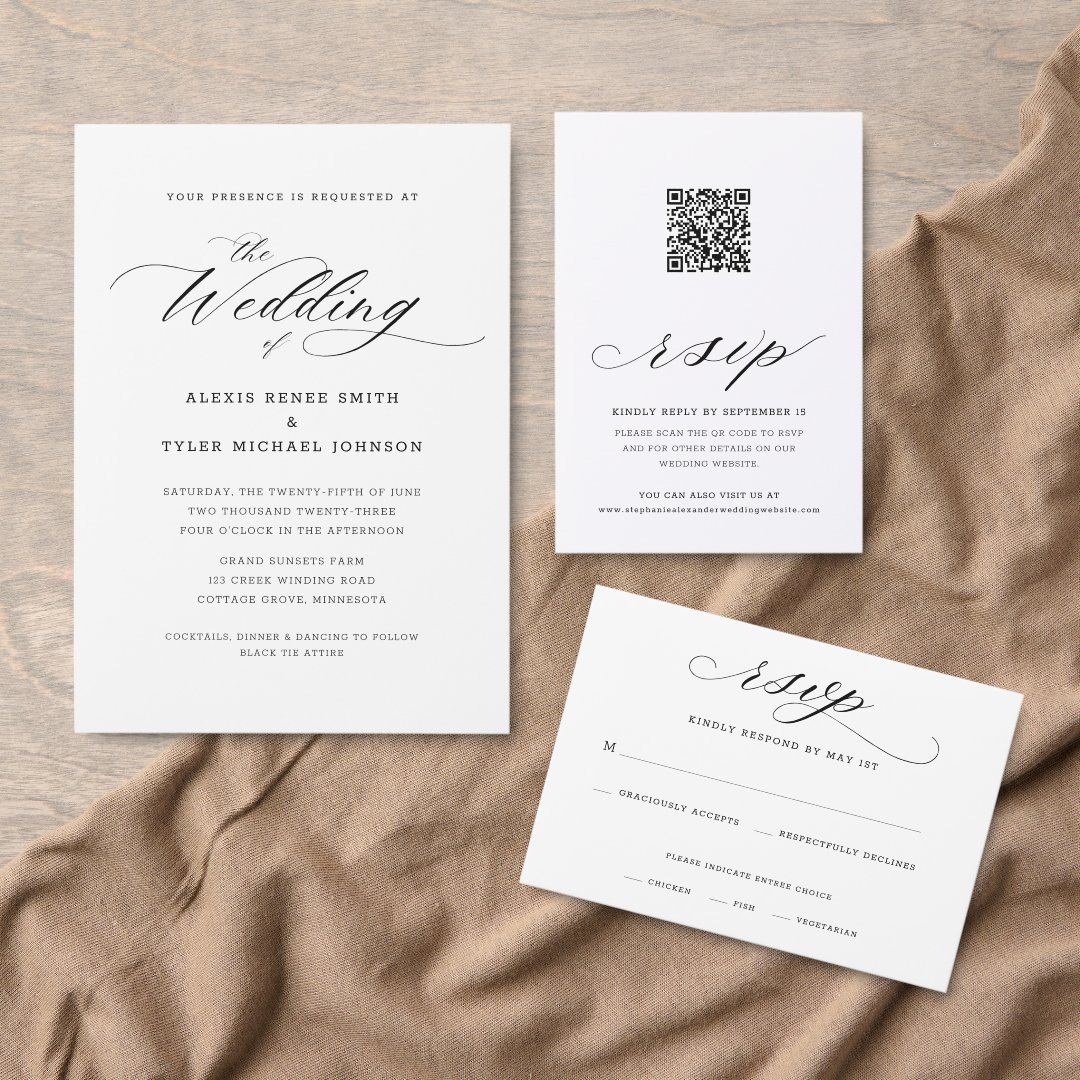 Elegant Script Wedding Invitation | Zazzle