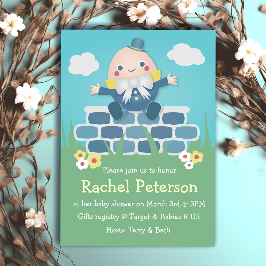Cute Blue Humpty Dumpty Baby Shower Party Banner | Zazzle