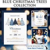 Blue Trees White Christmas New Year Holiday Card | Zazzle