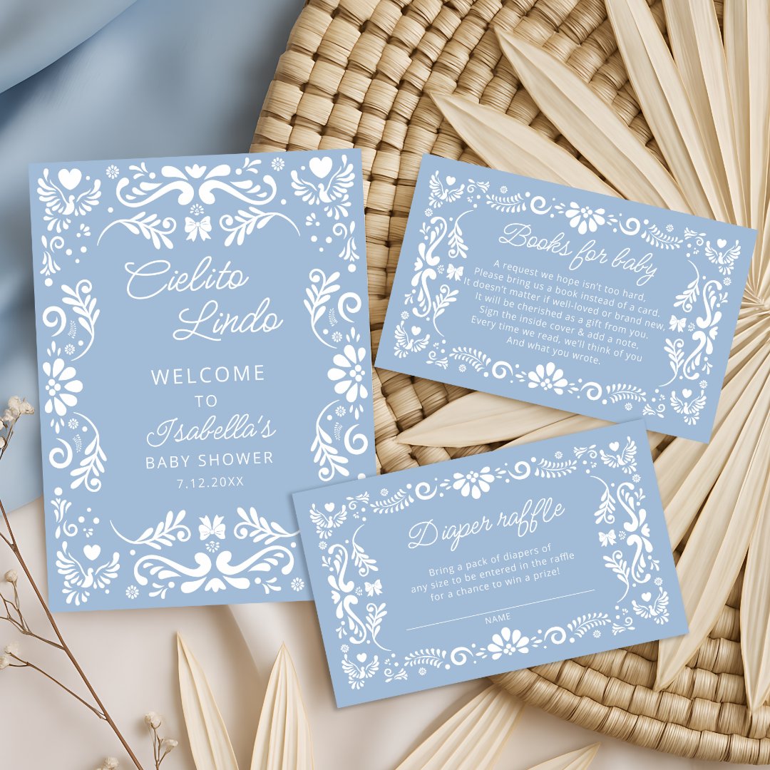 Cielito Lindo Talavera Blue Mexican Baby Shower Invitation | Zazzle