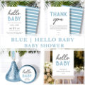 Blue Hello Baby | Baby Shower Water Bottle Label | Zazzle