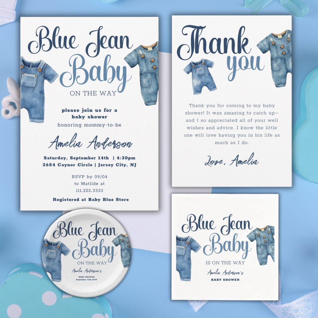 Blue Jean Baby Shower Boy Denim Gift Tags | Zazzle