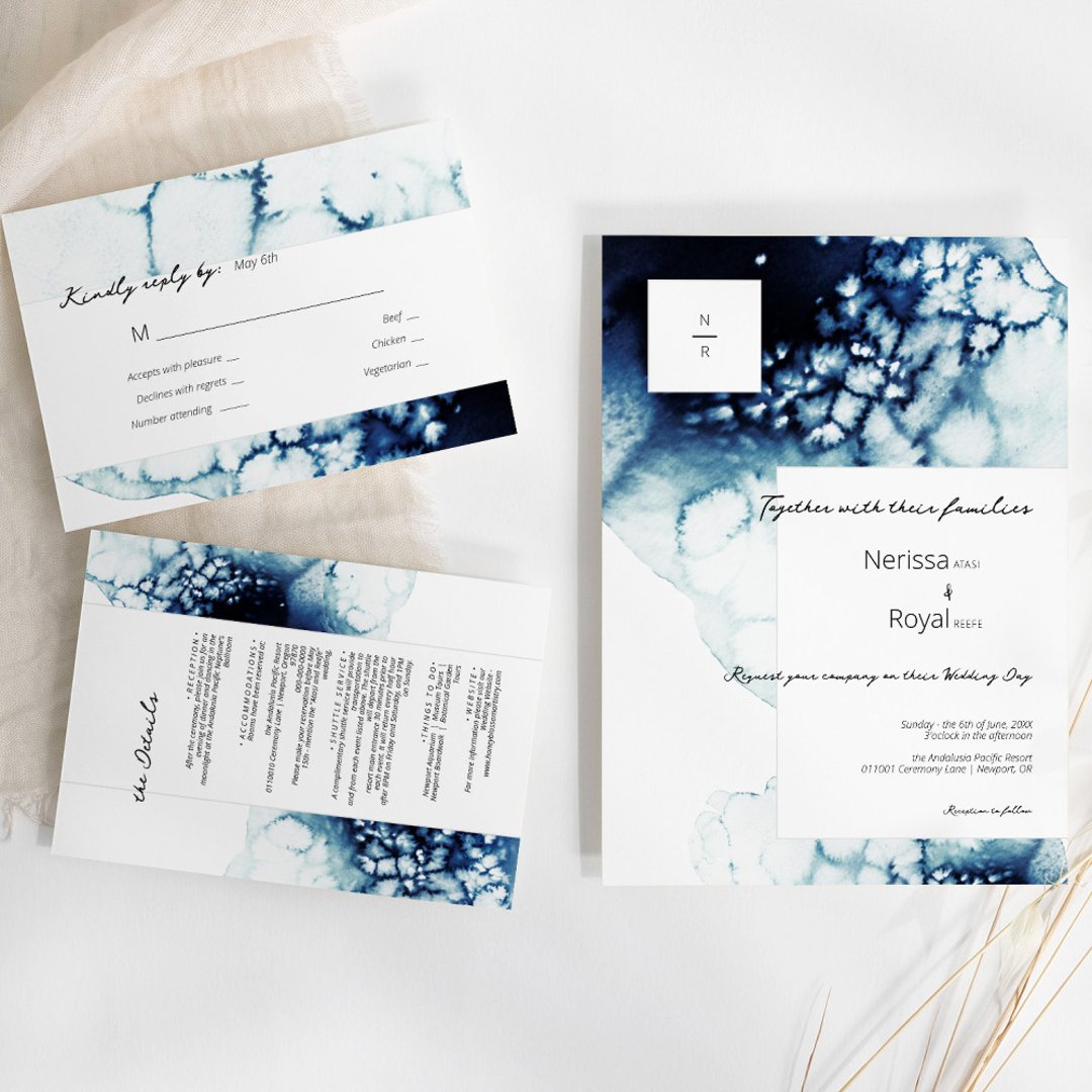 Blue Nautical Destination Wedding Details and Invitation | Zazzle